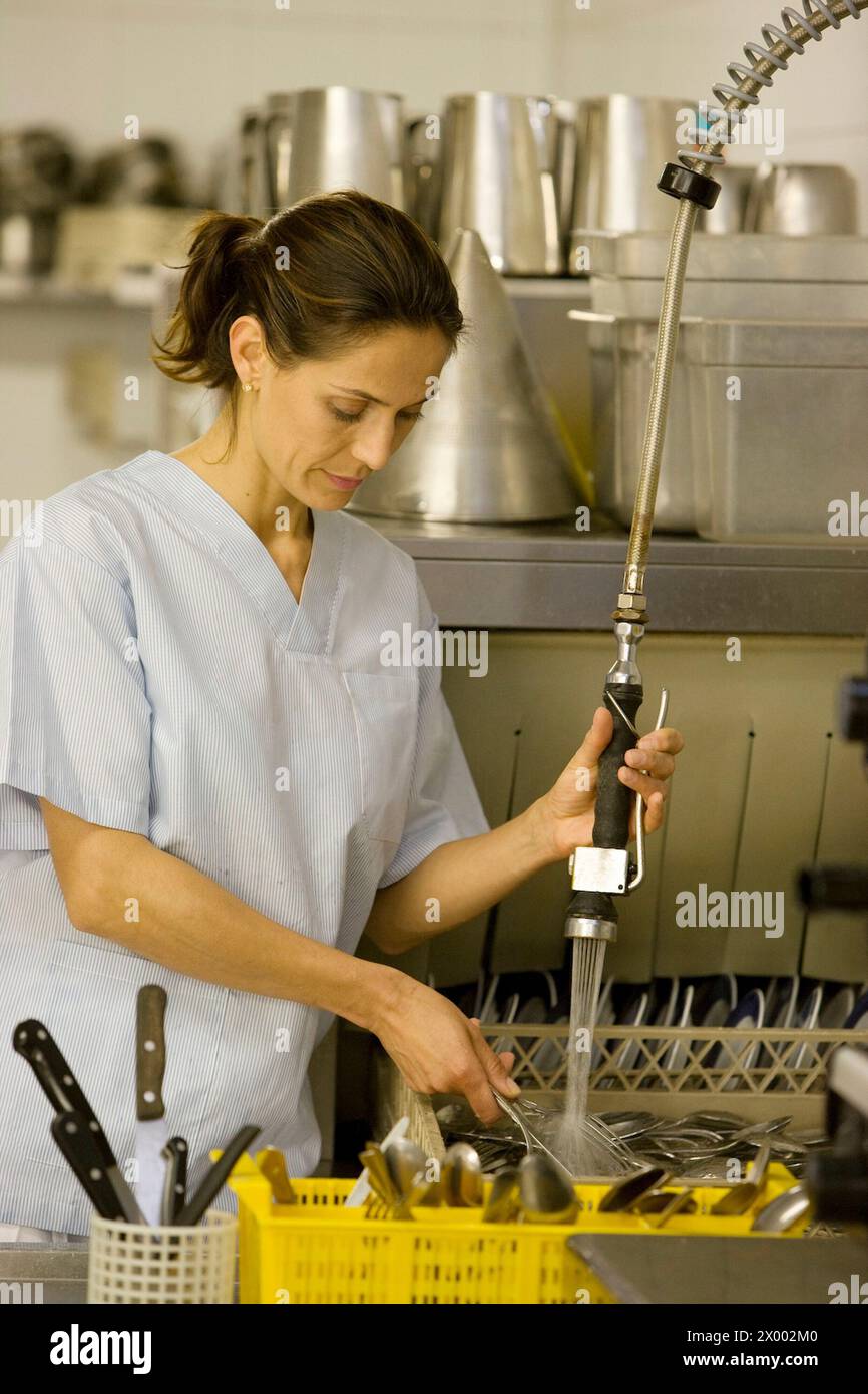Industrial washing facility in a restaurant kitchen hi-res stock ...