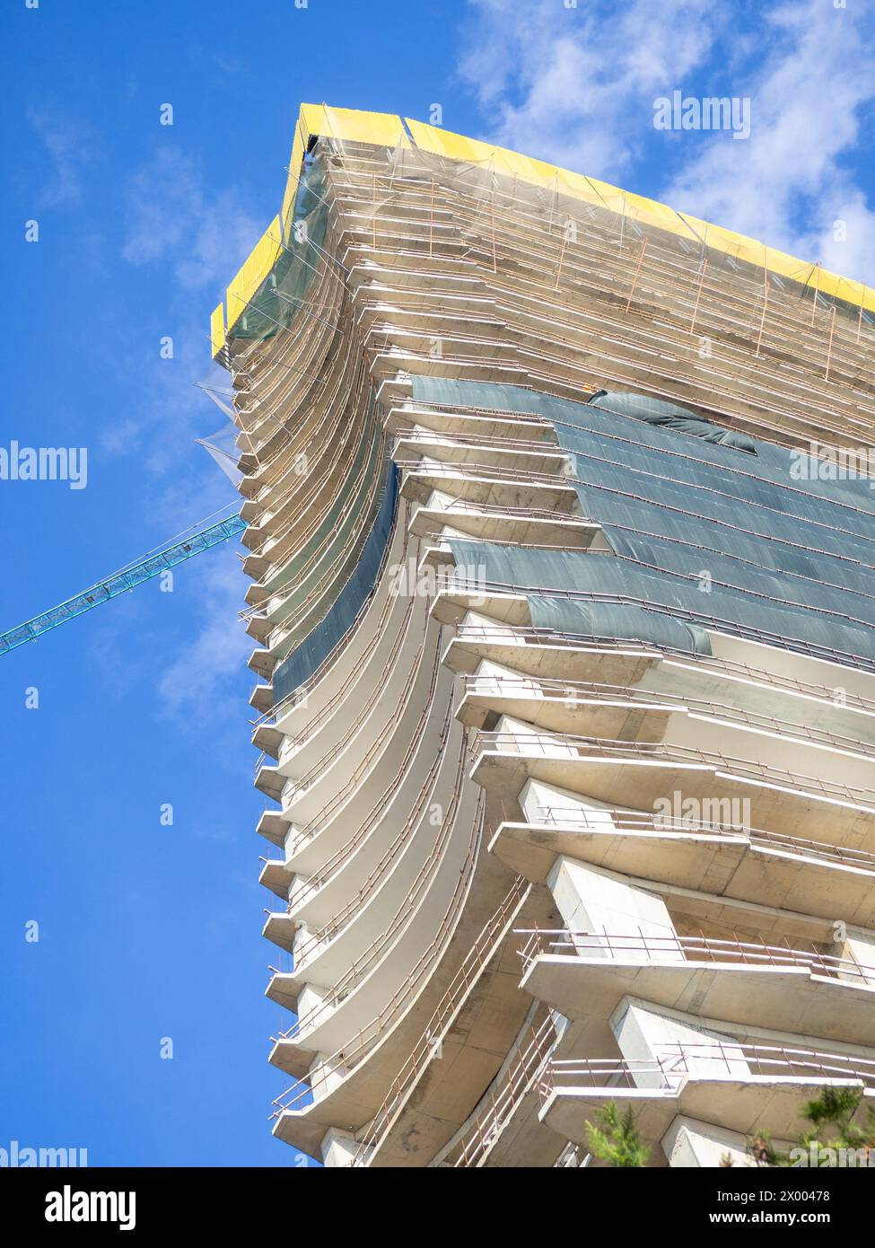 Concrete frame without facade. Unfinished construction of a multi-story ...