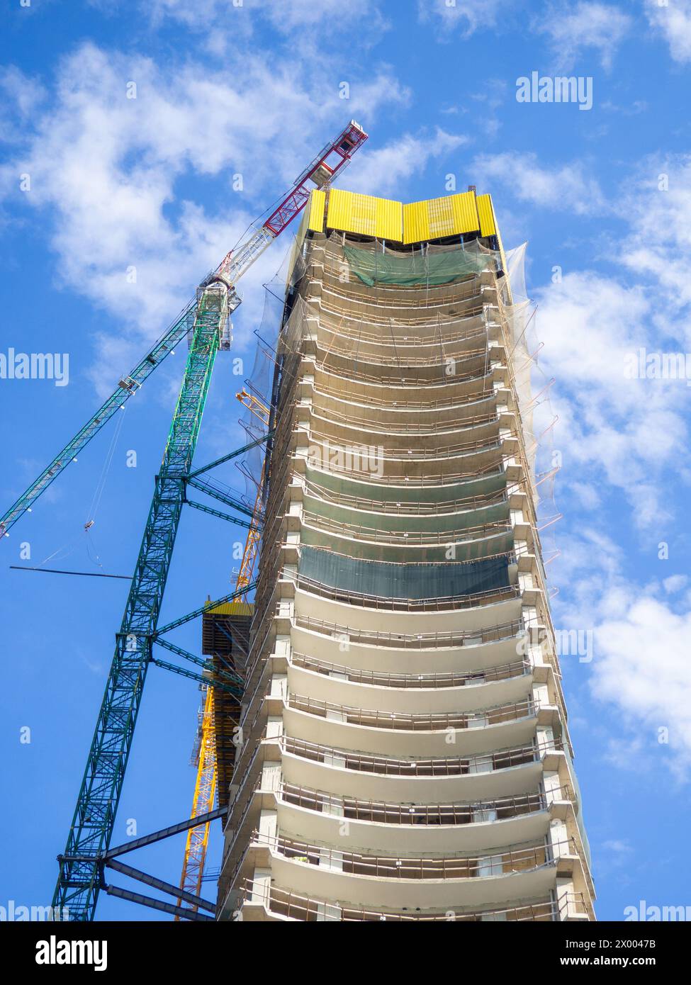 Concrete frame without facade. Unfinished construction of a multi-story ...
