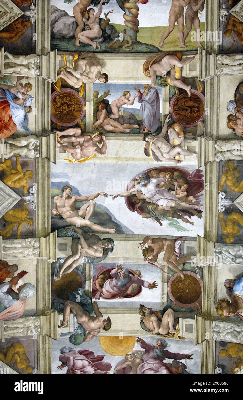 Renaissance frescoes by Michelangelo in the Sistine Chapel, Vatican ...