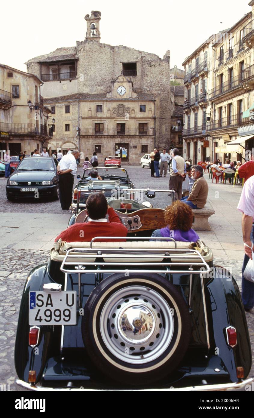 Old cars in a square in Castilla Leon. Spain Stock Photo - Alamy