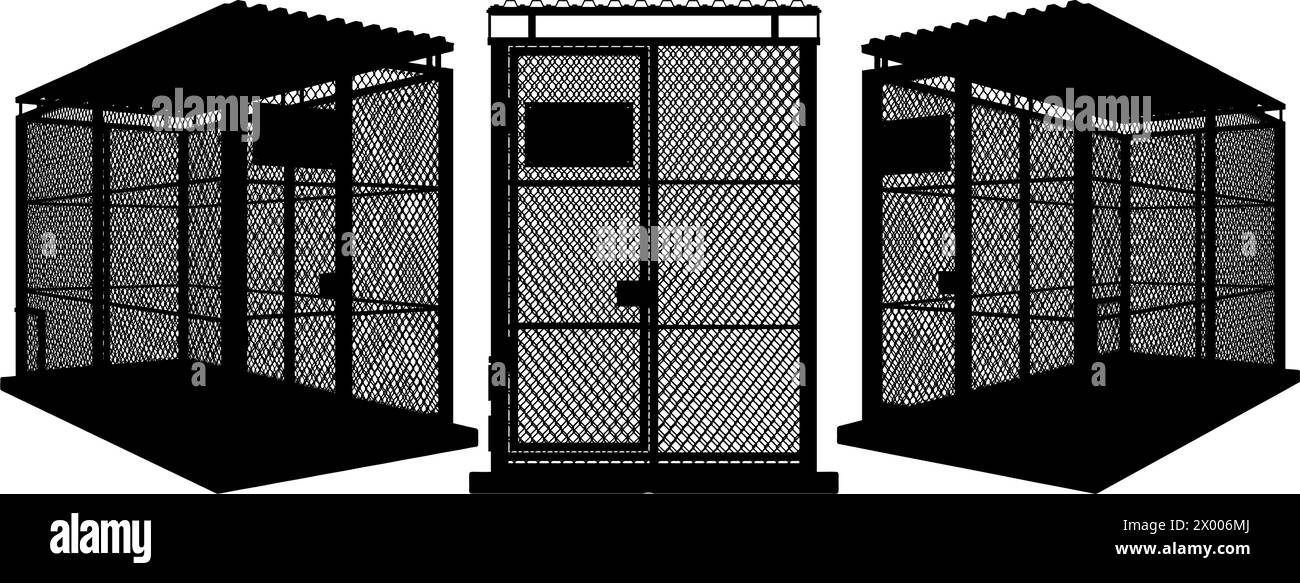 Cage Vector. Illustration Isolated On White Background. Animal Dog Cage ...