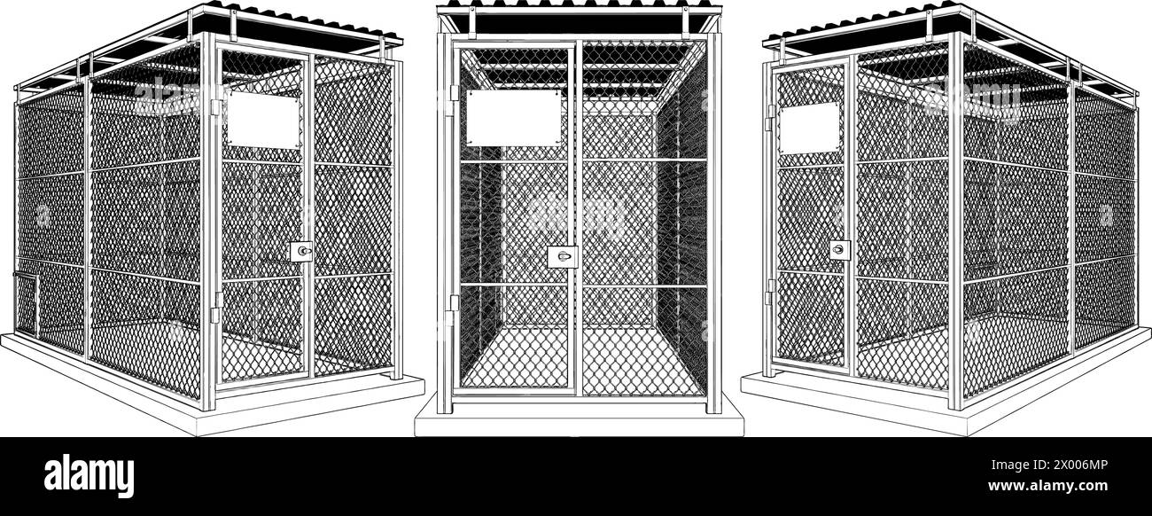 Cage Vector. Illustration Isolated On White Background. Animal Dog Cage ...