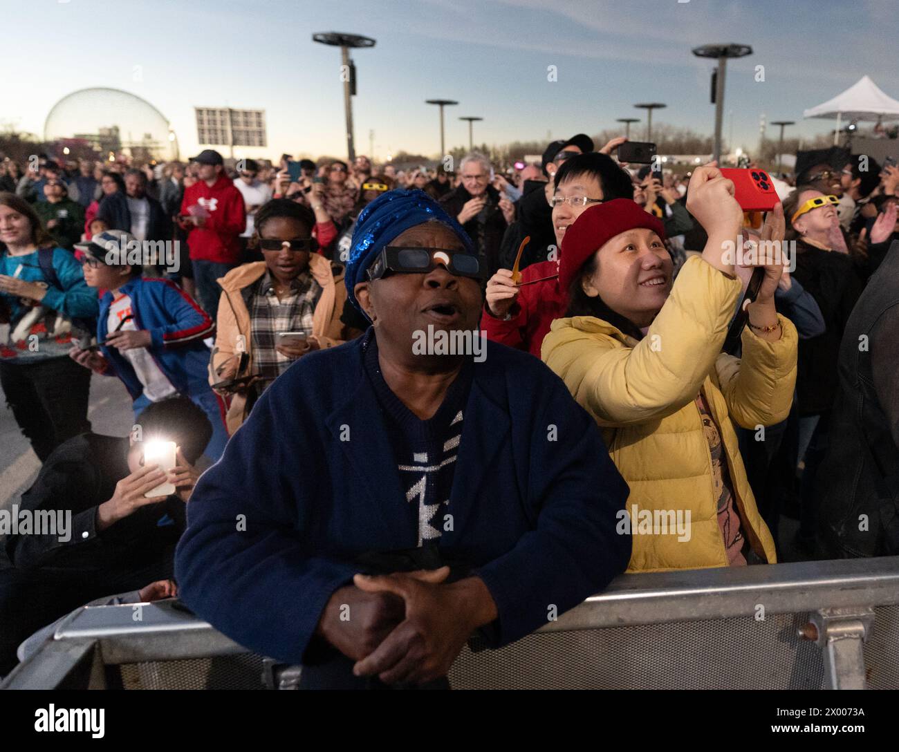 Montreal, Canada, 08 April, 2024. People watch the solar eclipse at ...