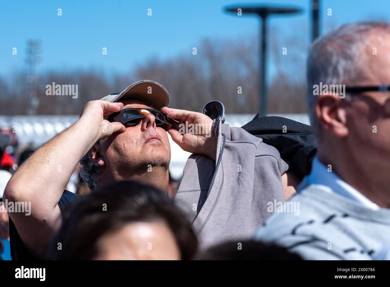 Montreal, Canada, 08 April, 2024. People watch the solar eclipse at ...