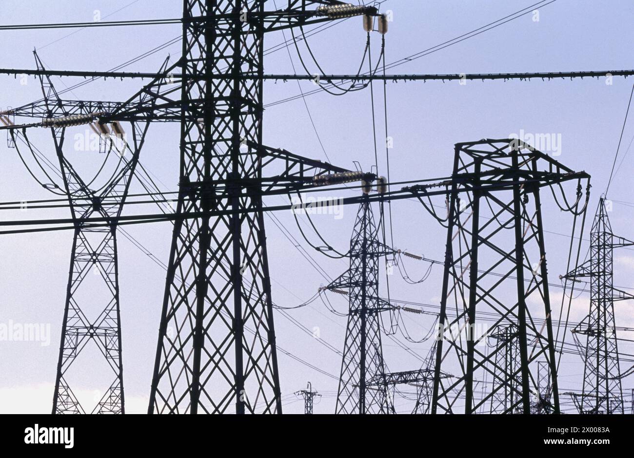 Pylons. El Musel, port of Gijón. Asturias. Spain Stock Photo - Alamy
