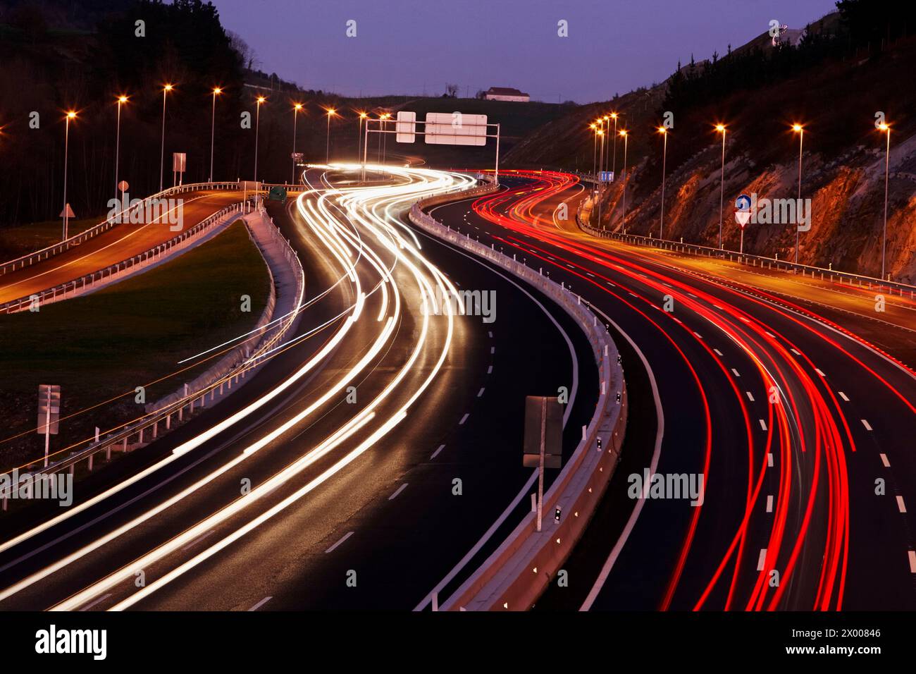 Traffic, A8 freeway, Orio, Gipuzkoa, Basque Country, Spain Stock Photo ...