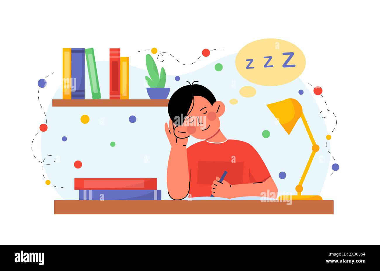 Boring study boy vector concept Stock Vector Image & Art - Alamy