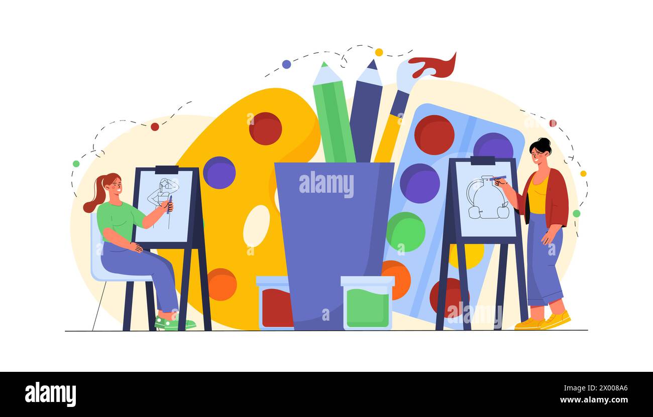 Set vector drawing artists Cut Out Stock Images & Pictures - Alamy