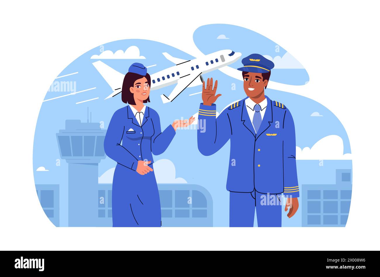 Smiling stewardess airport Cut Out Stock Images & Pictures - Alamy