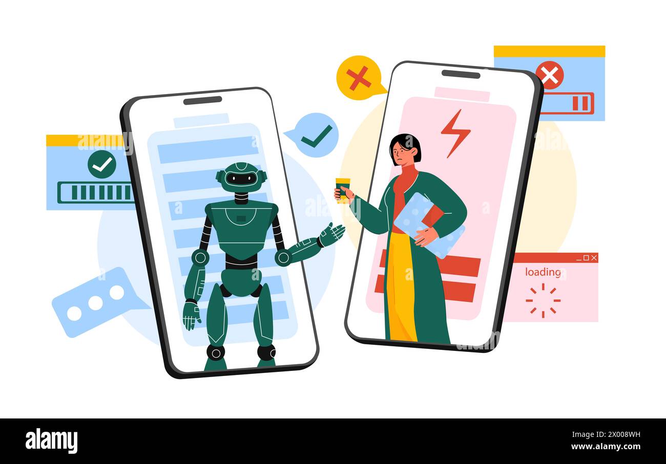 Robot human competition Cut Out Stock Images & Pictures - Alamy