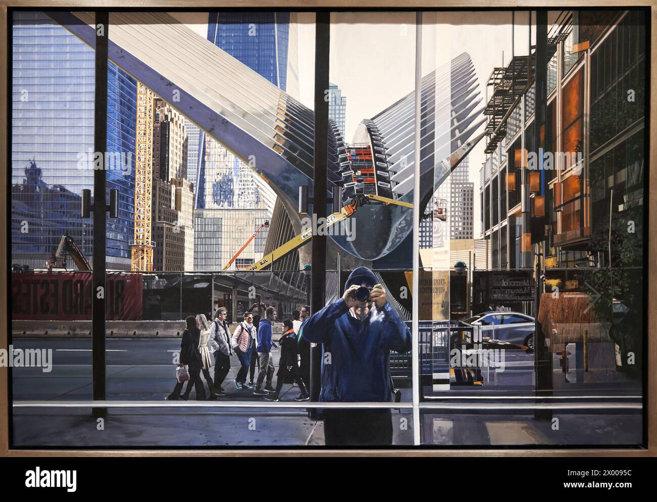 Richard Estes (1932-), Self portrait near the Oculus at the World Trade ...