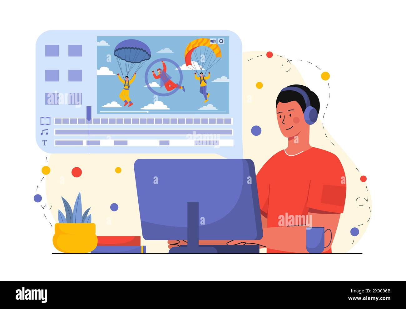 Video editor man vector Stock Vector Image & Art - Alamy