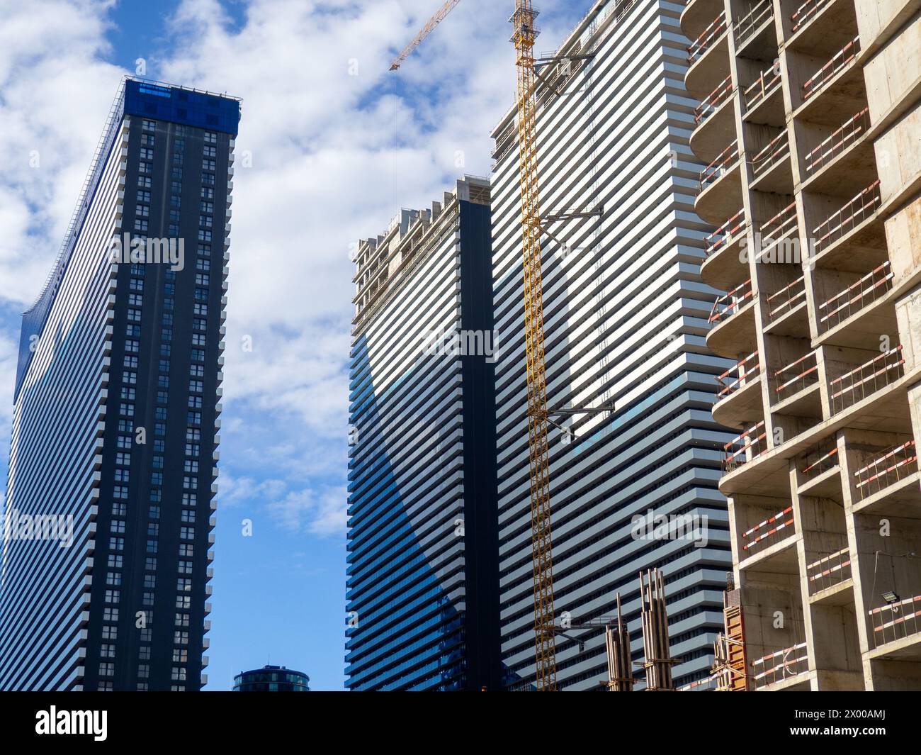 Construction of high-rise buildings in Asia. Concrete frame without ...