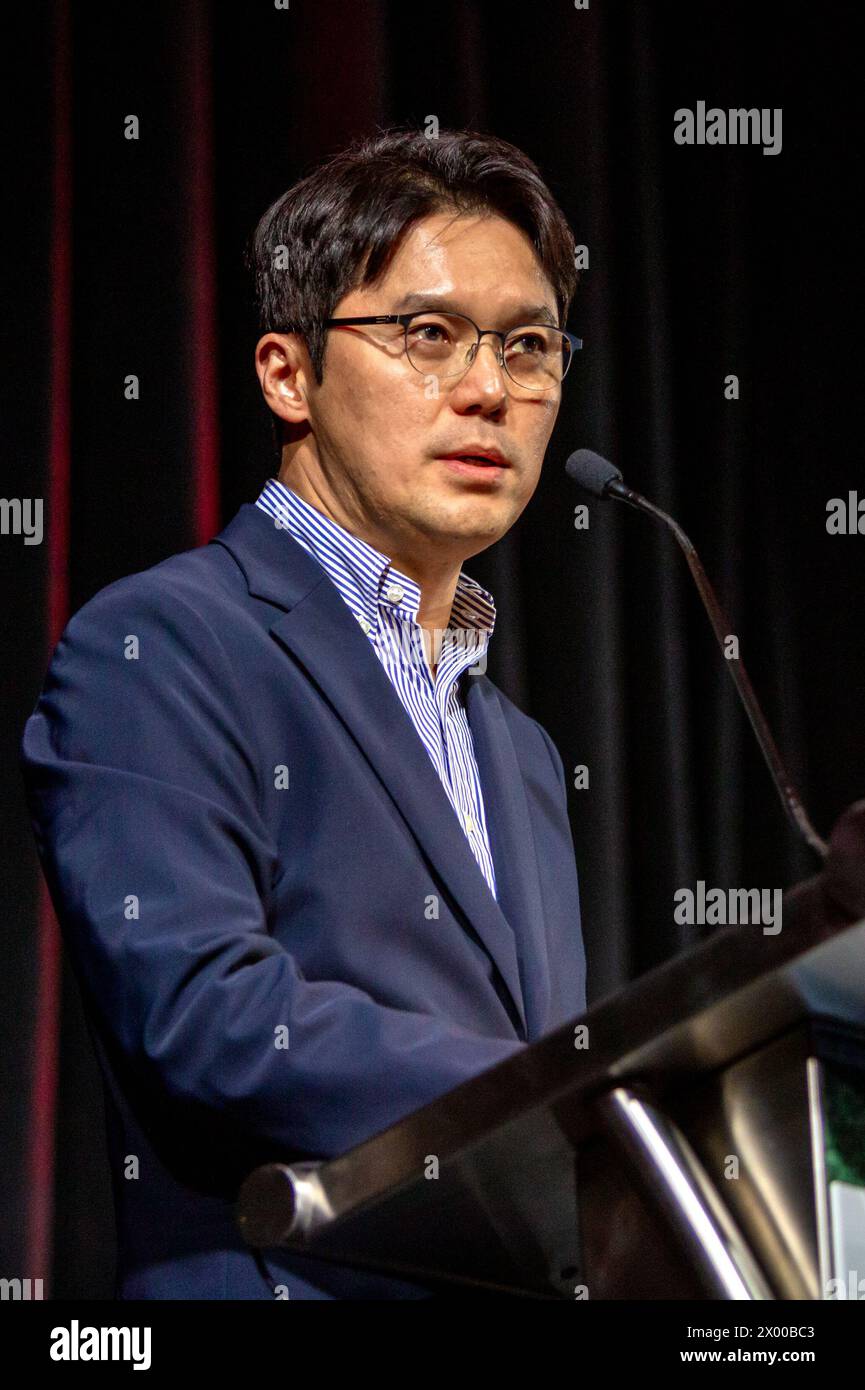 Las Vegas, USA. 08th Apr, 2024. Dong Hyun Lee, Chief Business Innovation Officer, CJ CGV, speaks ...