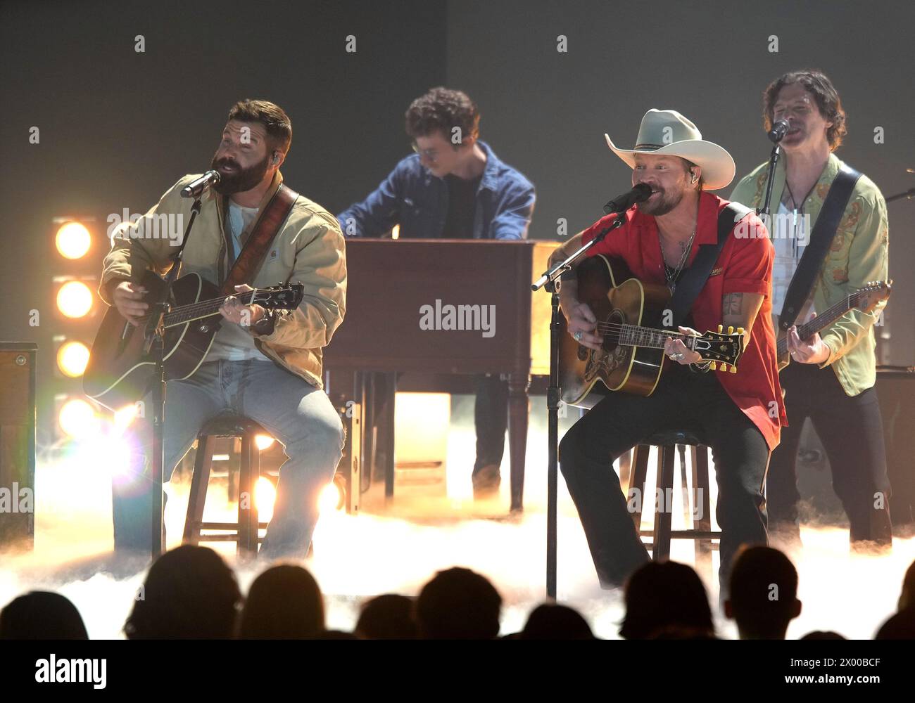 Jordan Davis and Bear Rinehart of NEEDTOBREATHE perform onstage during ...