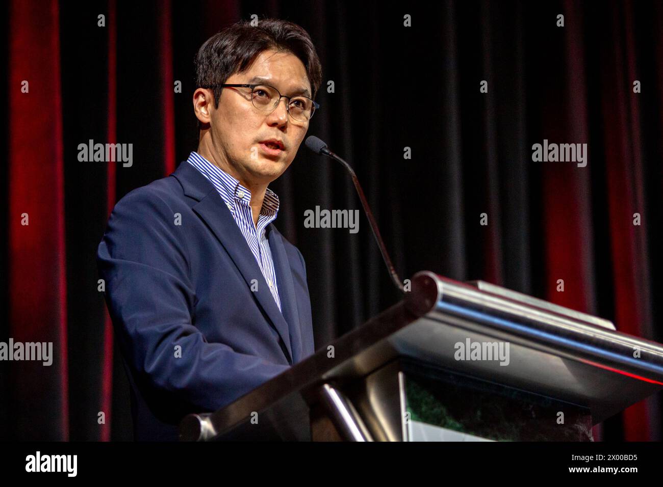 Las Vegas, USA. 08th Apr, 2024. Dong Hyun Lee, Chief Business Innovation Officer, CJ CGV, speaks ...