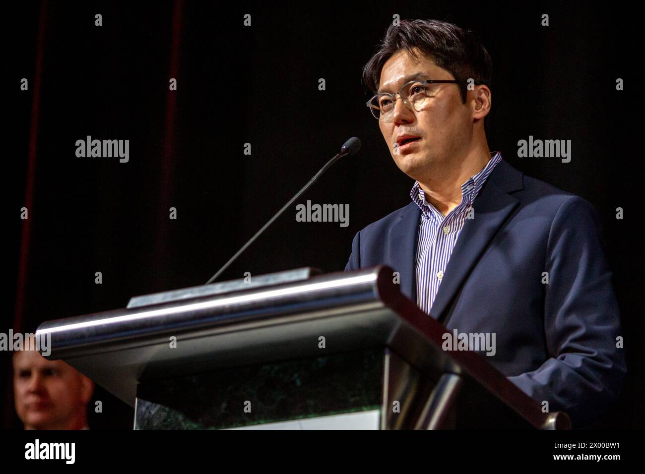 Las Vegas, USA. 08th Apr, 2024. Dong Hyun Lee, Chief Business Innovation Officer, CJ CGV, speaks ...