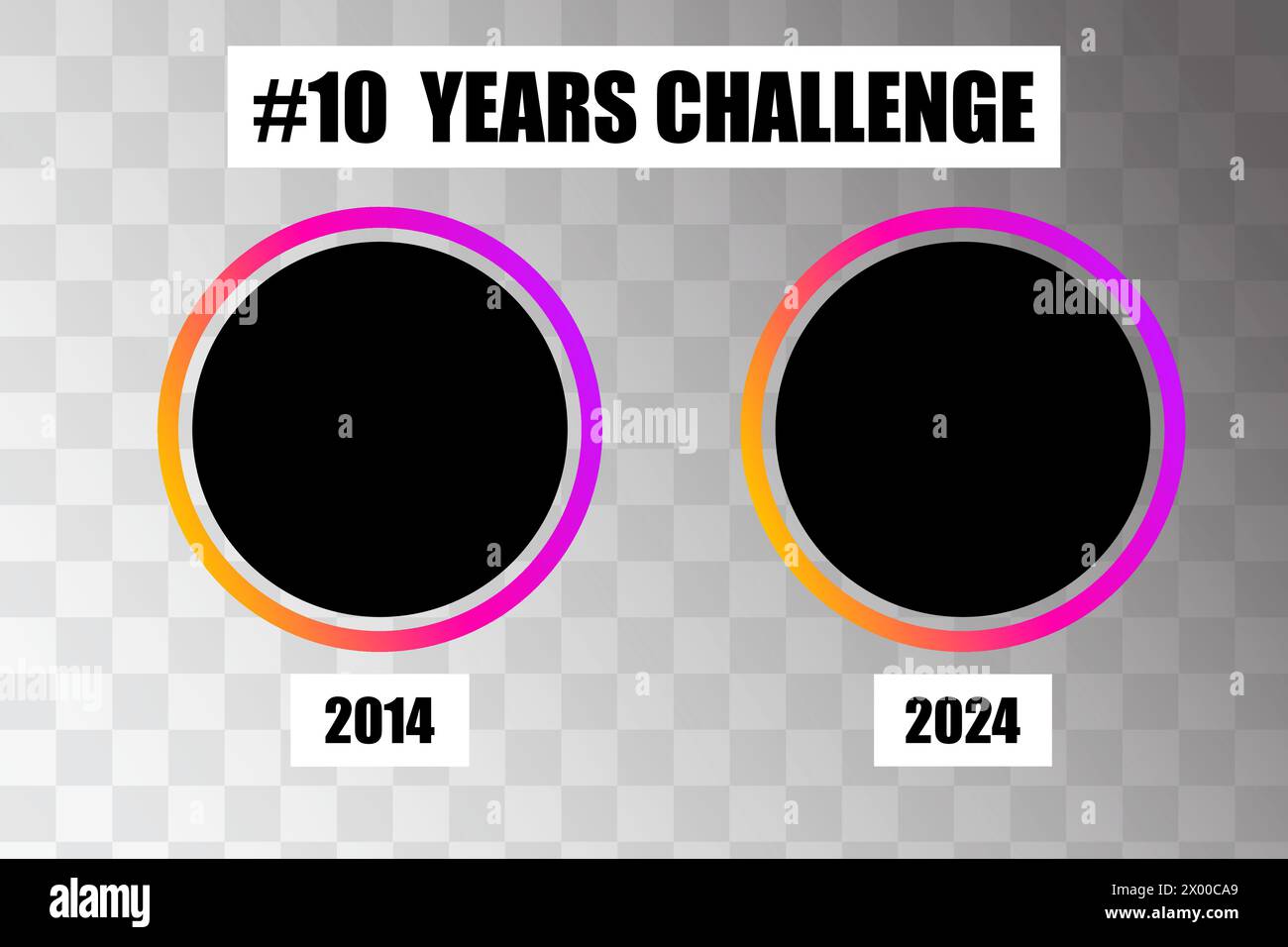 10 Years Challenge concept design. Before and after comparison frames ...