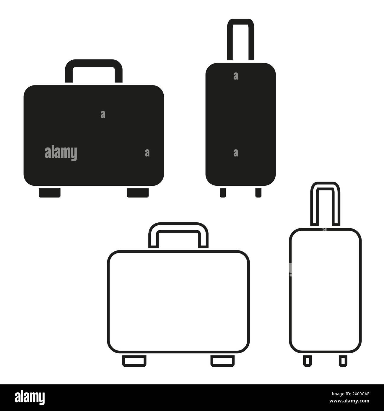 Luggage icon set. Travel suitcases. Carry-on items. Vector illustration ...