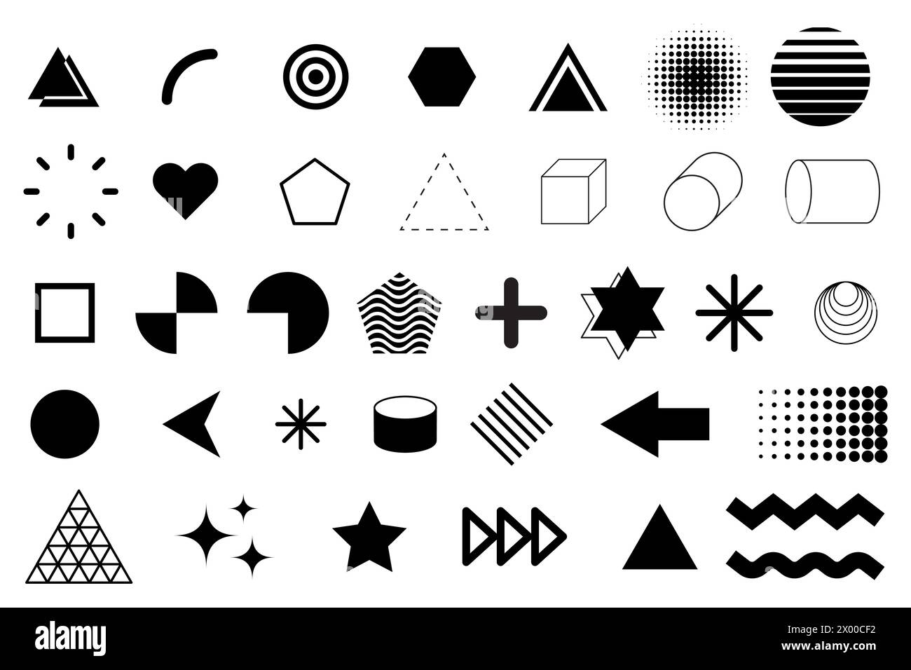 Variety of abstract icons. Geometric and organic shapes set. Minimalist ...