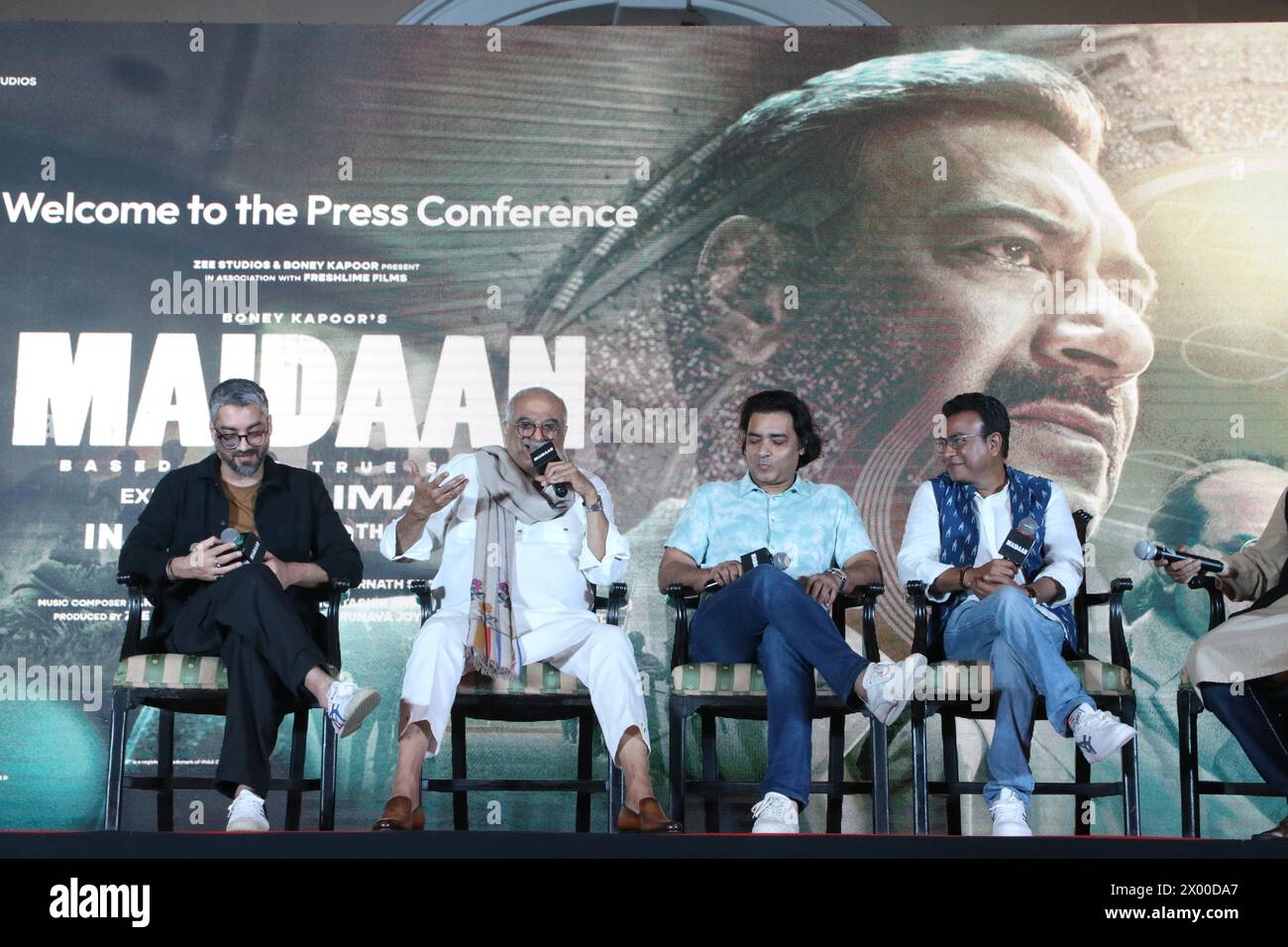 April 7, 2024, Kolkata, West Bengal, India: Producers Boney Kapoor and ...