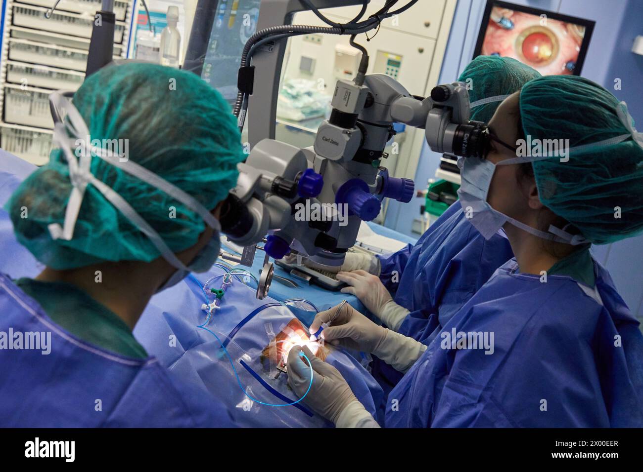 Surgical intervention of eyes, Cataracts, Operating theater of ...