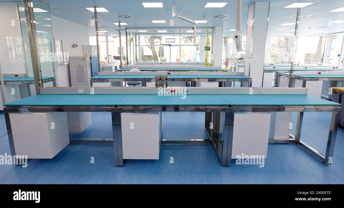 Bio pharmaceutical laboratory. Empty chemical laboratory. Barcelona ...