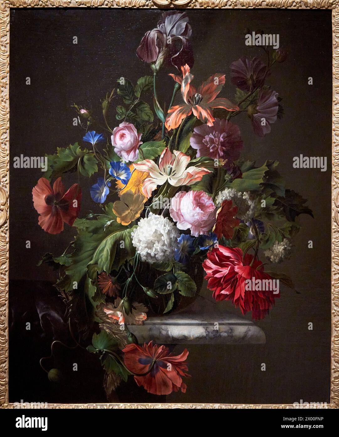 Flowers in a Glass Vase on a Marble Table, s.f., Anna Ruysch (1666-1741 ...