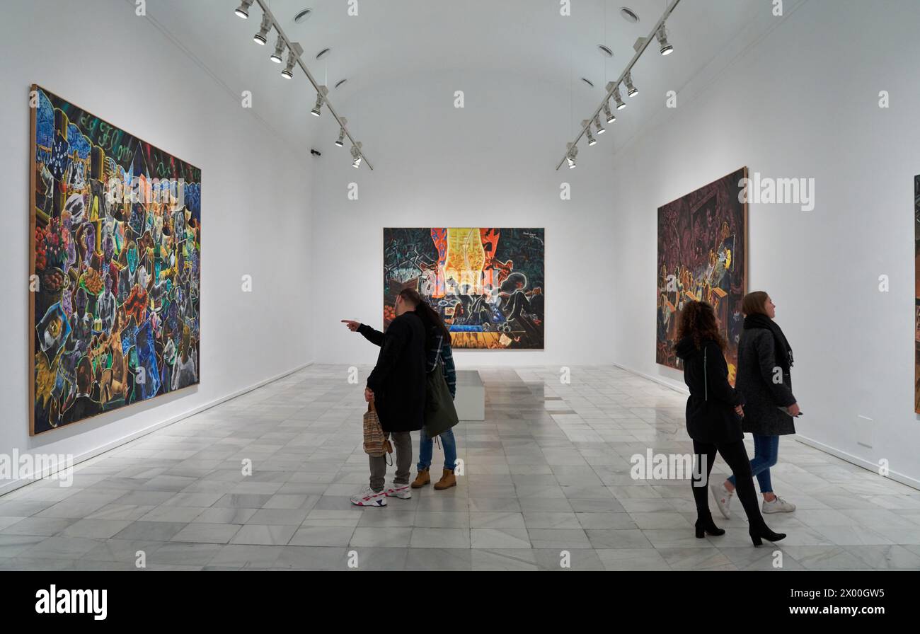 Visitors, The Task of the Painter, Jörg Immendorff (1945-2007), Exhibition in the Reina Sofía ...