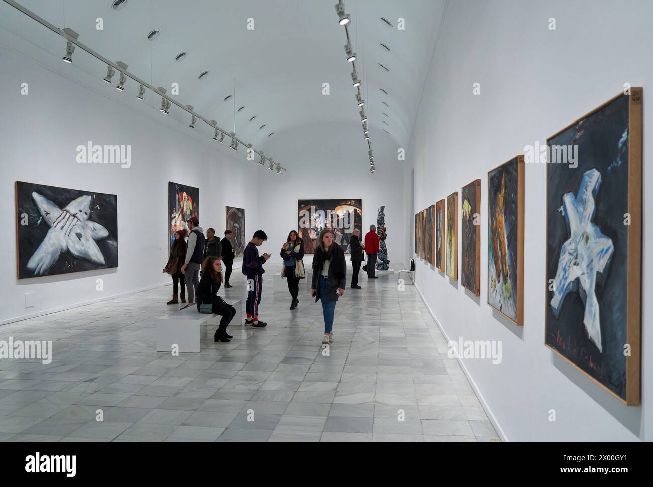 Visitors, The Task of the Painter, Jörg Immendorff (1945-2007), Exhibition in the Reina Sofía ...