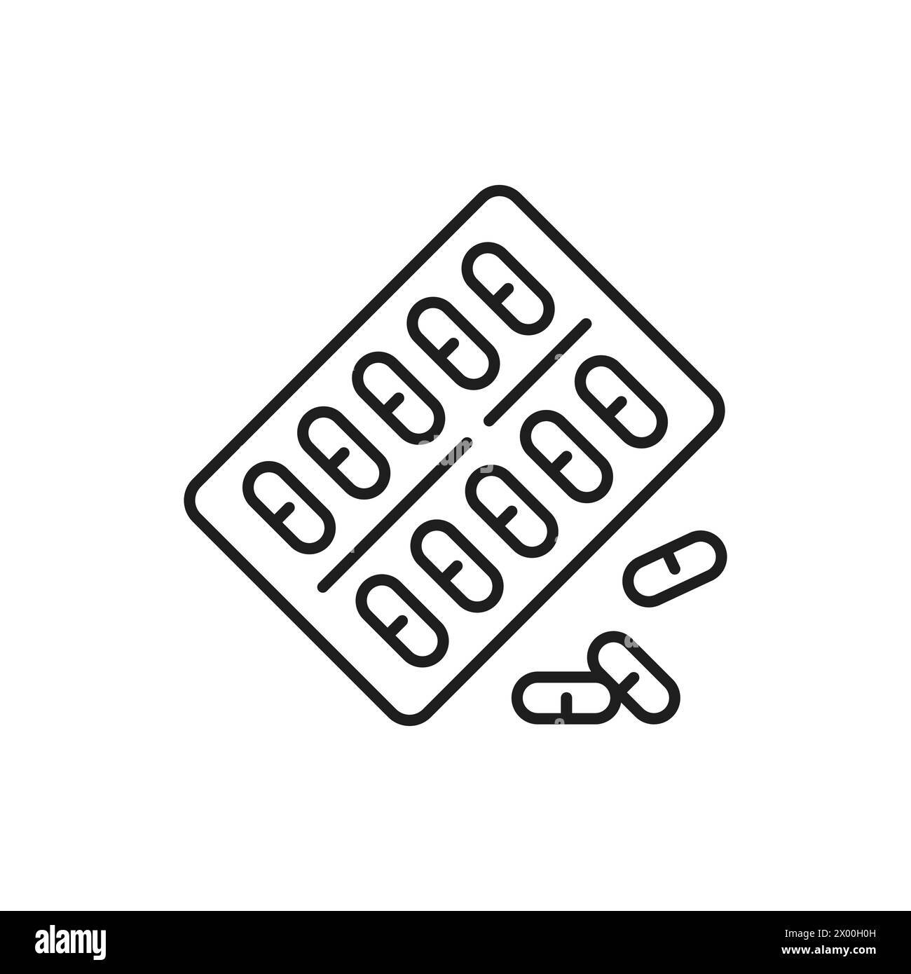 Pharmacy pills or vitamin capsules thin line icon. Medicine health care ...