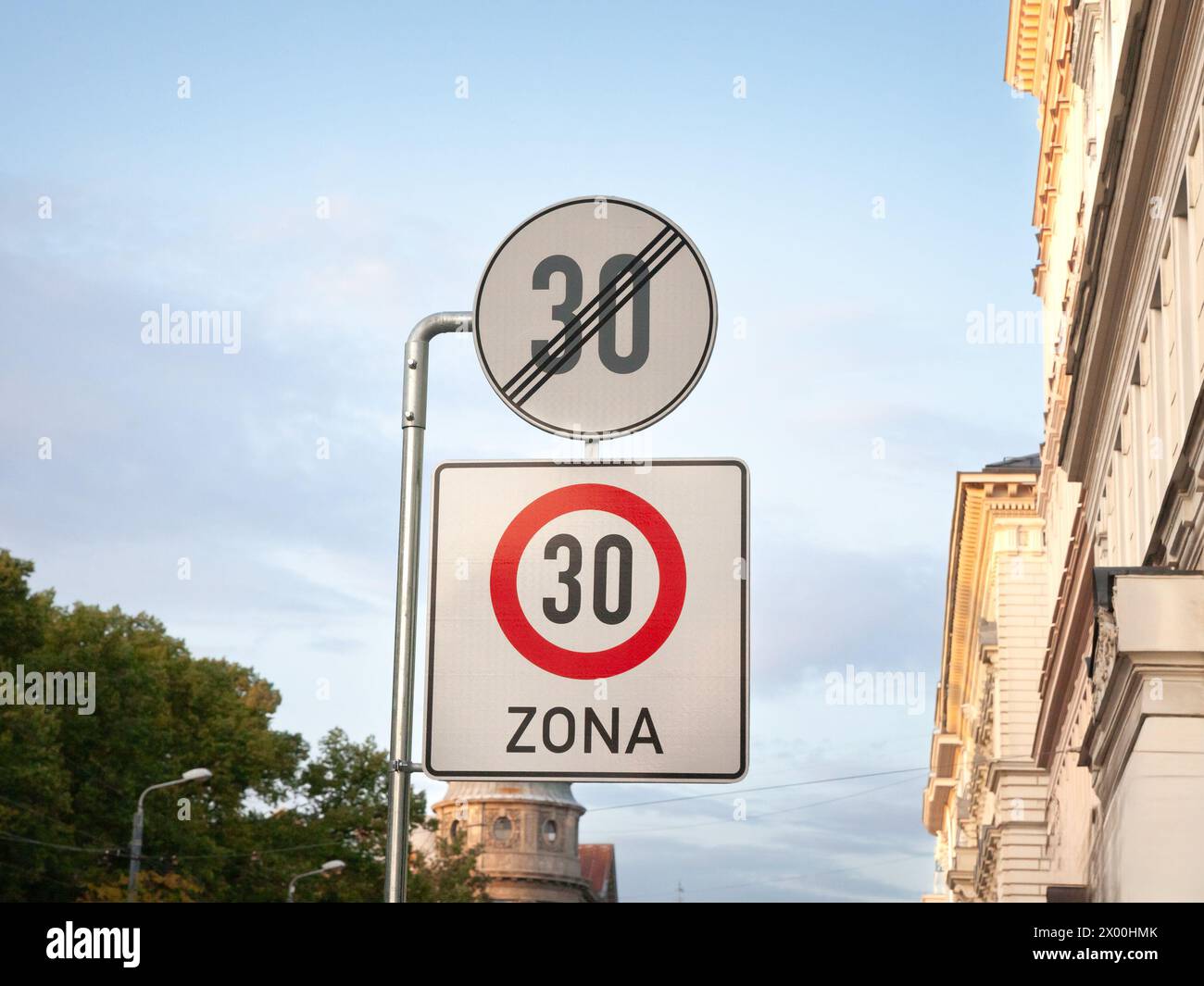 Picture of a latvian roadsign indicating the speed limit is limited to ...