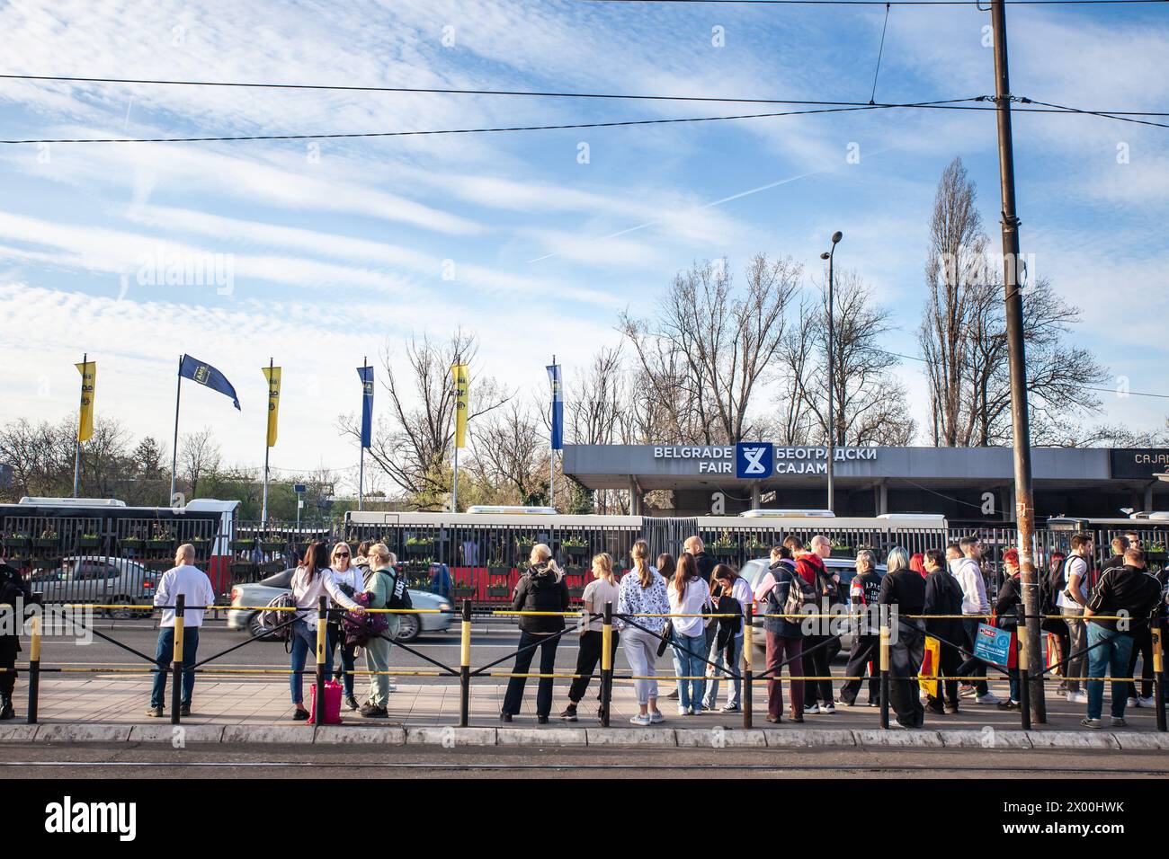 Picture of a crowded bus stop in beogradski sajam, in belgrade, serbia ...