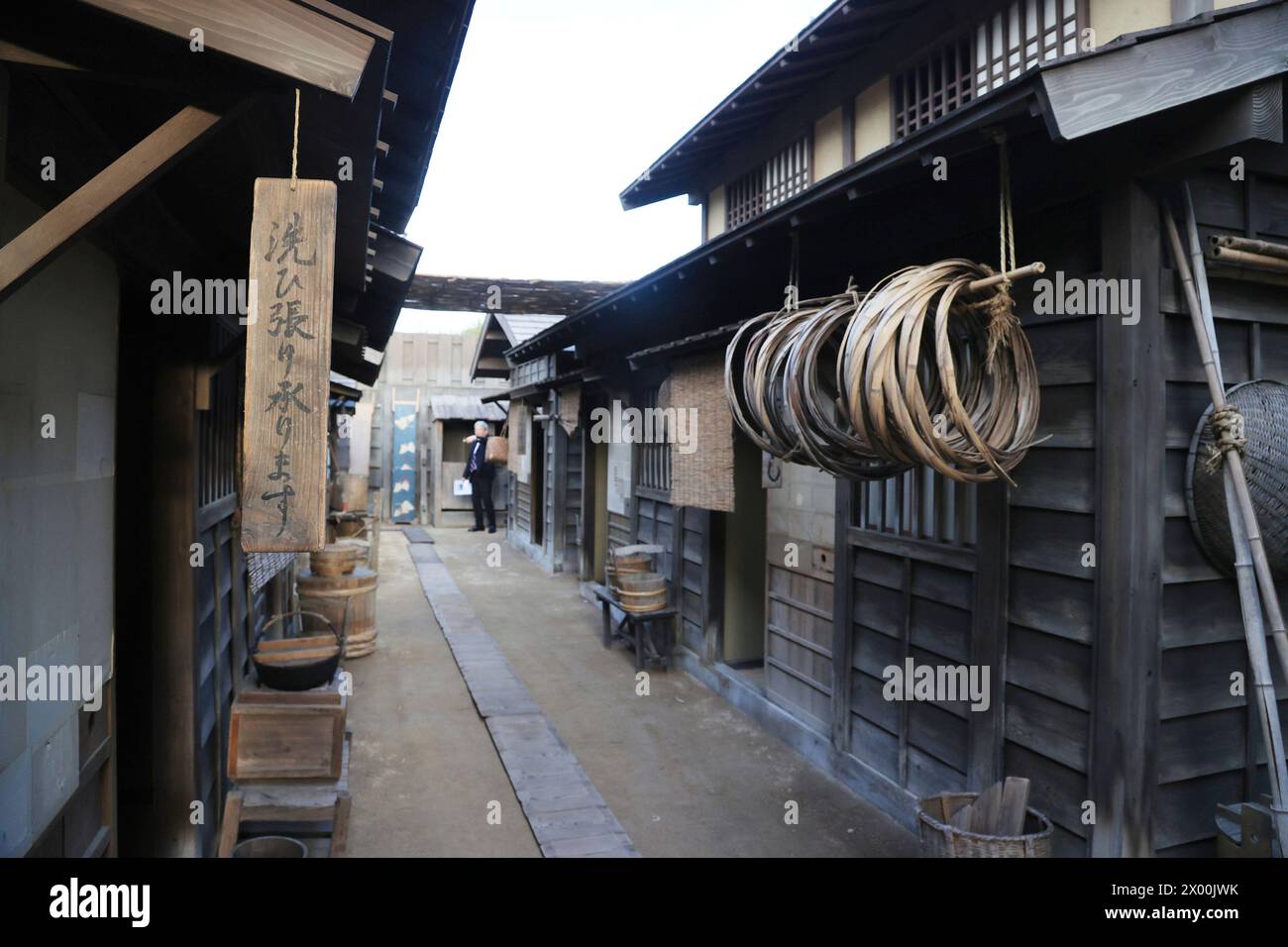 A new set for Jidai-geki film is pictured in Kyoto on April 7, 2024. At ...