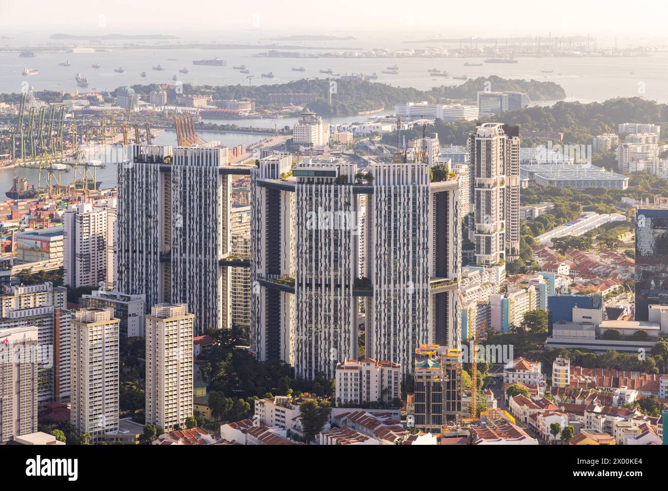 Aerial View of Pinnacle at Duxton a public housing estate built by HDB ...