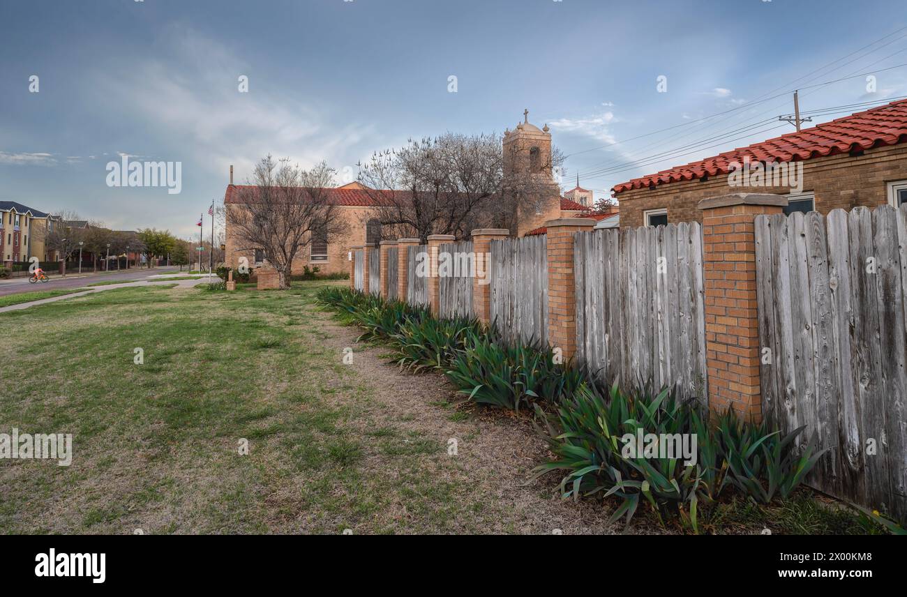 Fence at Spanish mission styled Saint Elizabeth’s Church in Lubbock ...