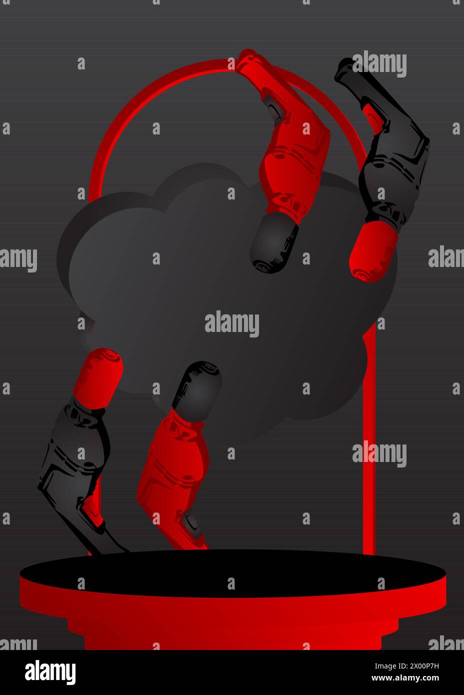 Black and red mock-up product display with drill. Vector cylinder ...