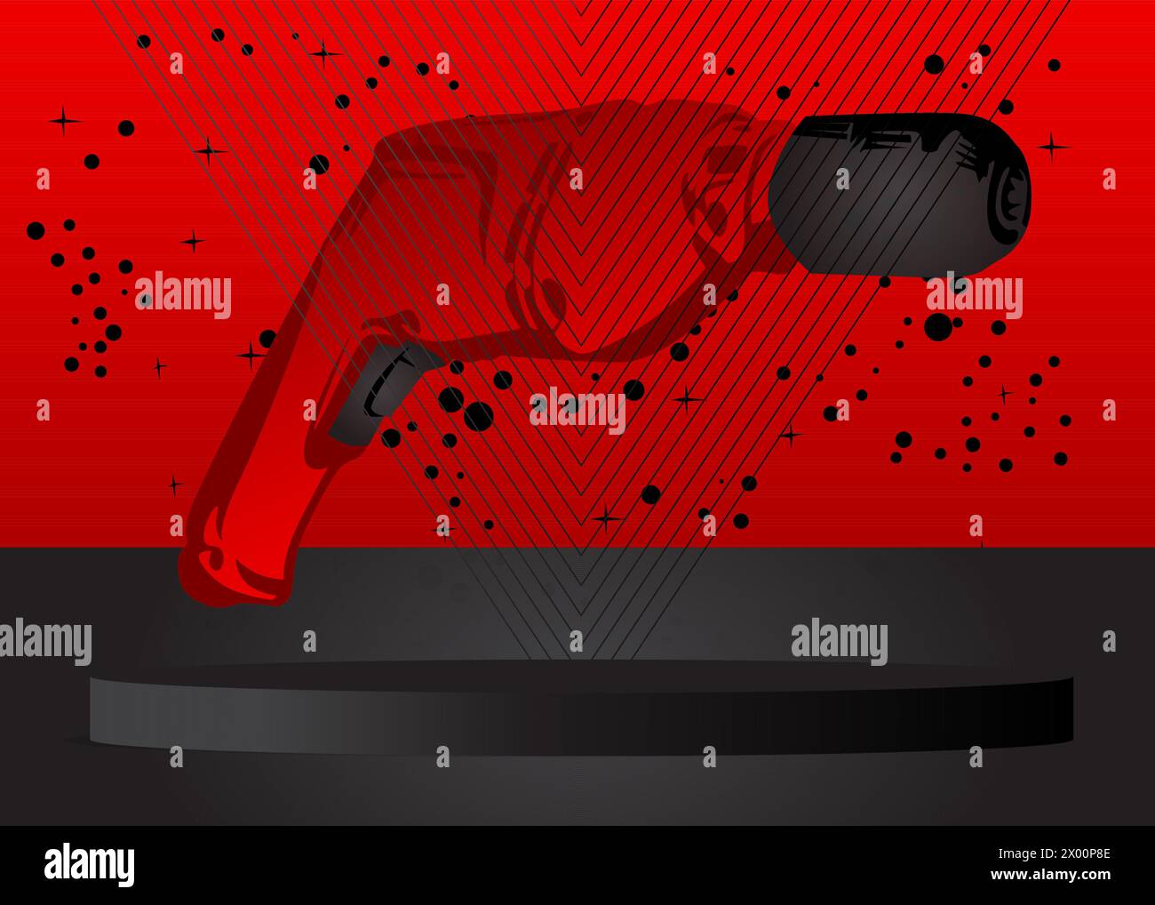 Black and red mock-up product display with drill. Vector cylinder ...