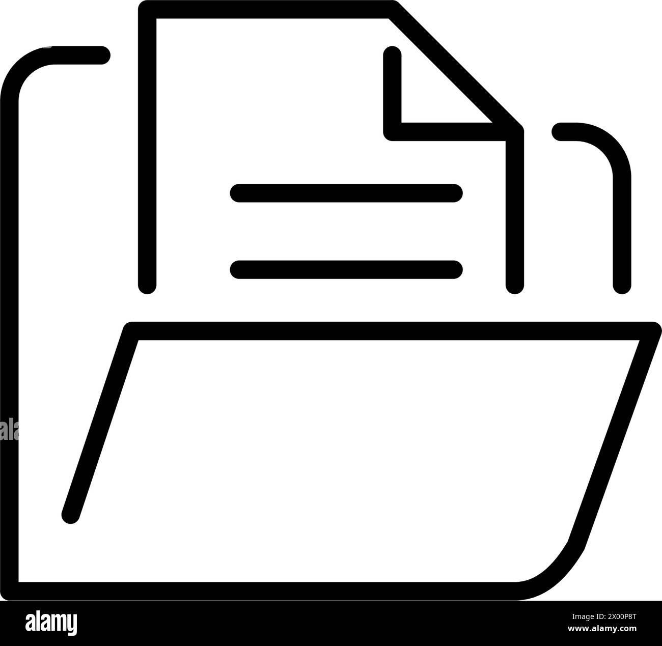 File management symbol. Open folder with a file inside. Efficient organization and storage of ...