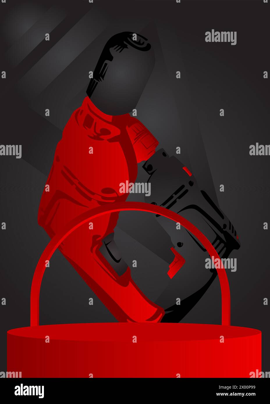 Black and red mock-up product display with drill. Vector cylinder ...