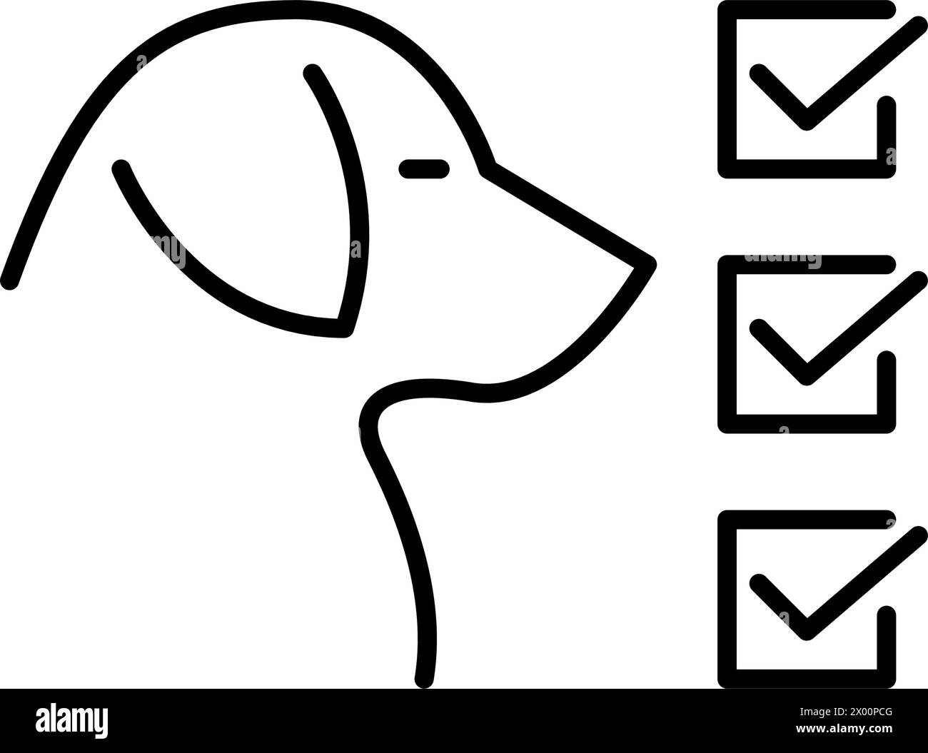 Animal wellness. Dog with checklist of checkmarks, thorough health ...