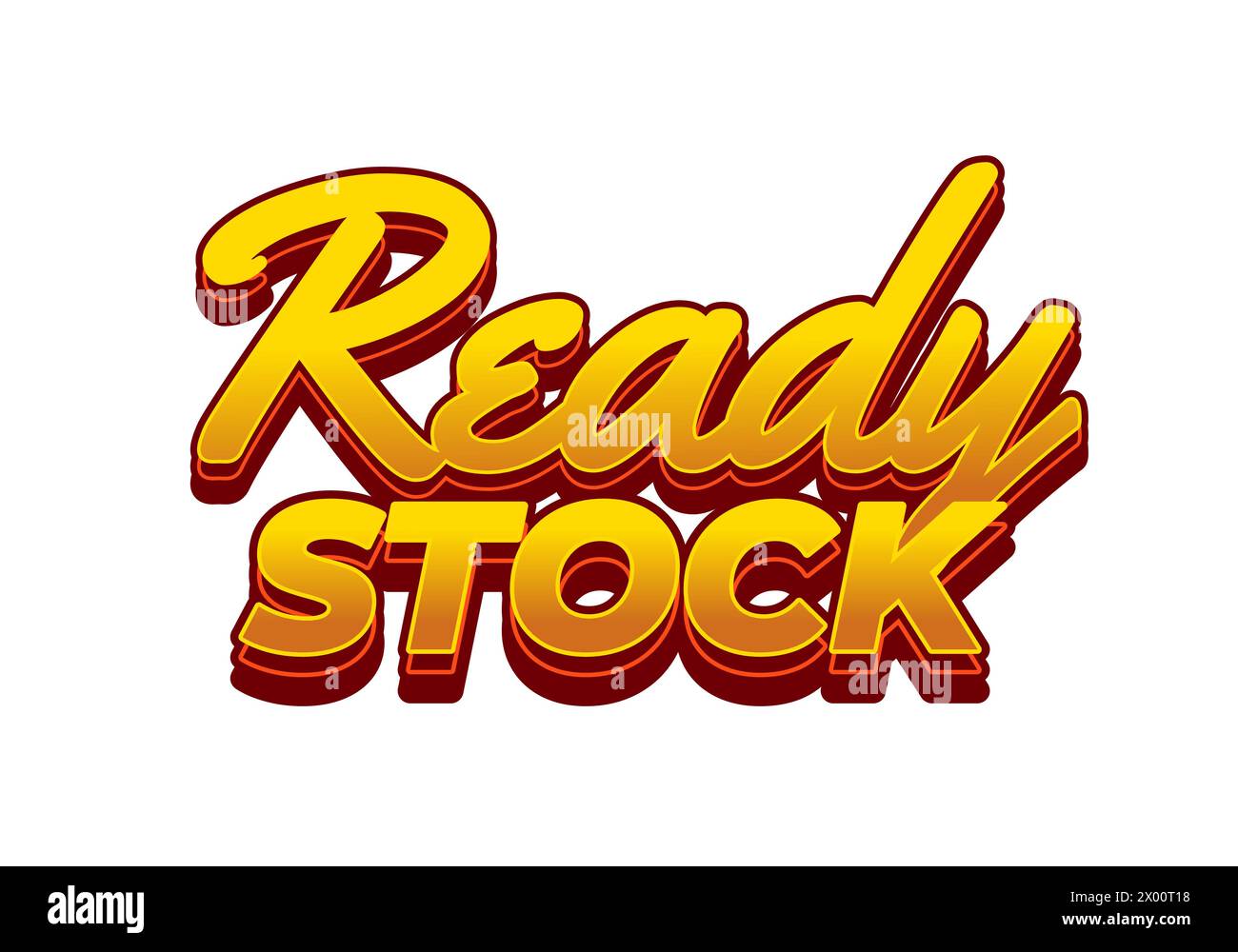 Ready stock. Text effect design in 3 dimension style in yellow orange ...