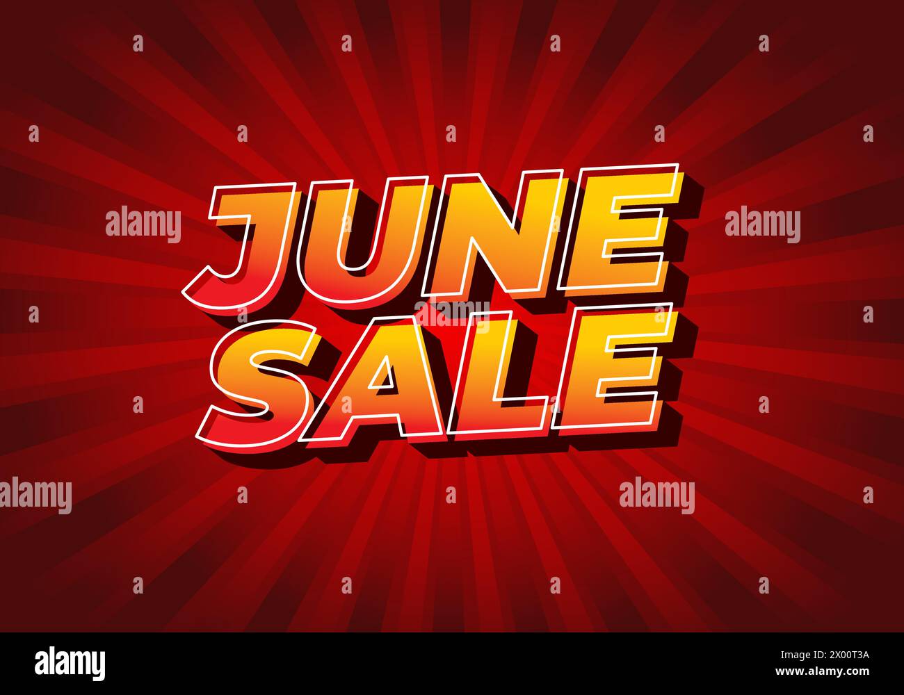 June sale. Text effect design in 3 dimensions style with eye catching ...