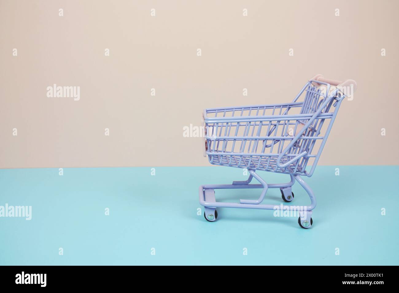 Mini Trolley shopping cart with space for text on pink and blue ...