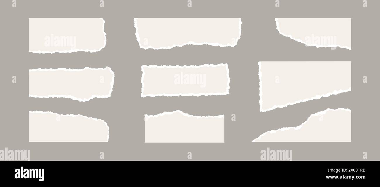 Torn paper piece collection. Beige shapes with jagged uneven edges ...