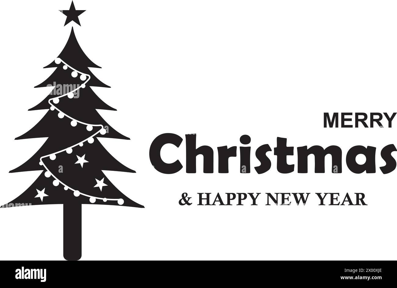 Happy New Year and Merry Christmas, simple design illustration Stock ...