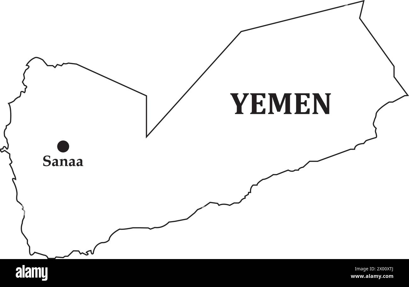 Yemen line map hi-res stock photography and images - Alamy