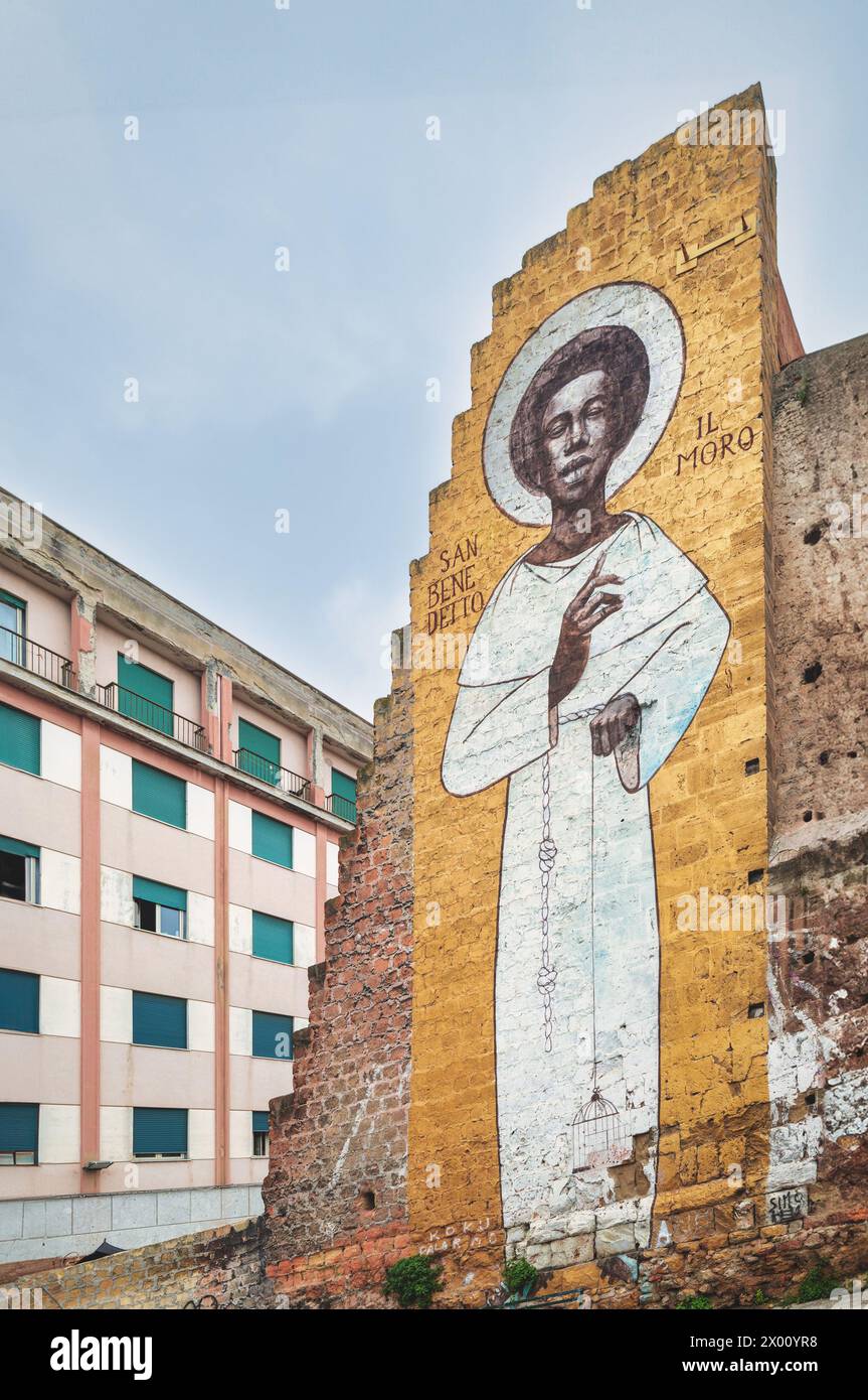 Murals in Palermo of San Benedetto il Moro by artist Igor Scalisi ...