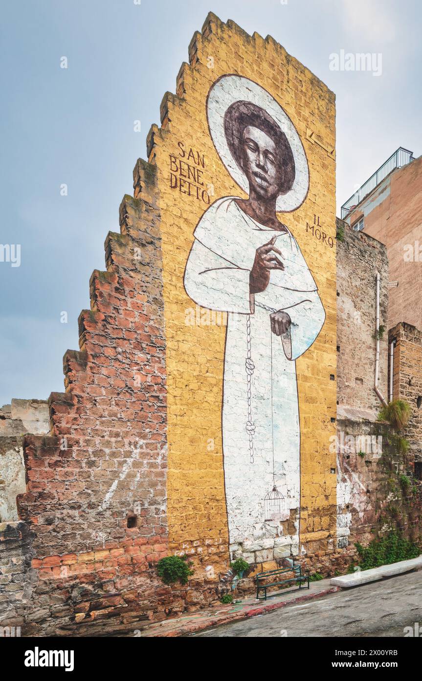 Murals in Palermo of San Benedetto il Moro by artist Igor Scalisi ...